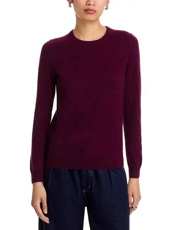 Bloomingdale'S C Crewneck Cashmere Sweater - Heather Burgundy