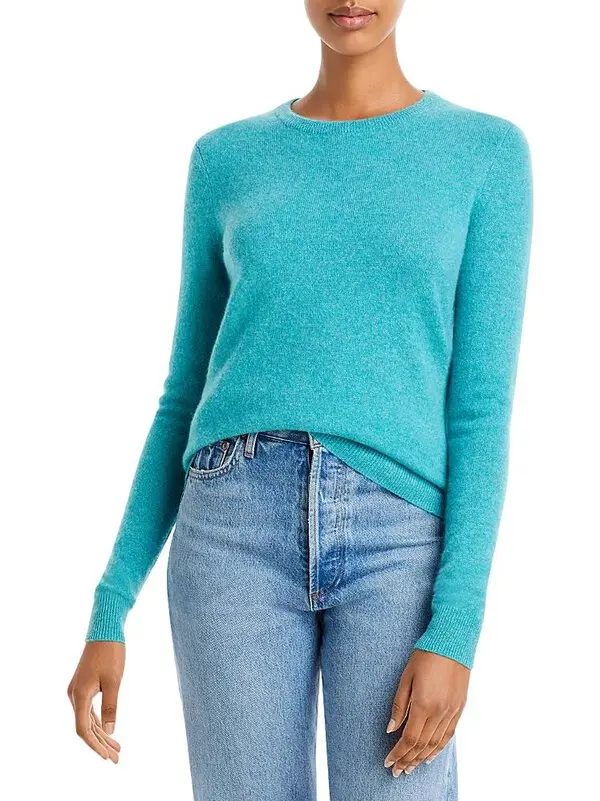 Bloomingdale'S C Crewneck Cashmere Sweater - Marled Teal