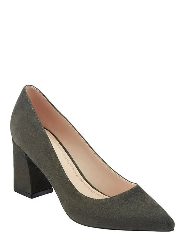 MARC FISHER LTD. Zala Pointed-toe Block Heel Pumps - Dark Green