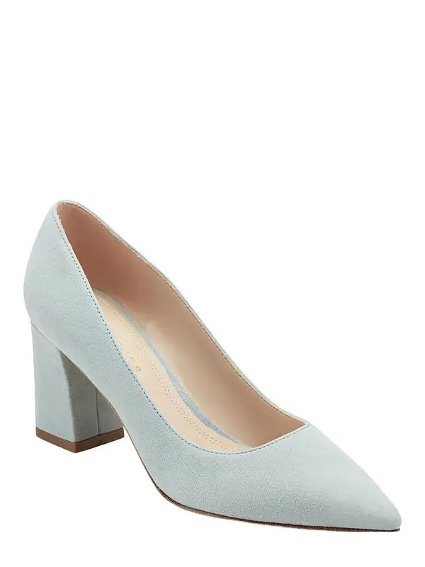 MARC FISHER LTD. Zala Pointed-toe Block Heel Pumps - Light Blue
