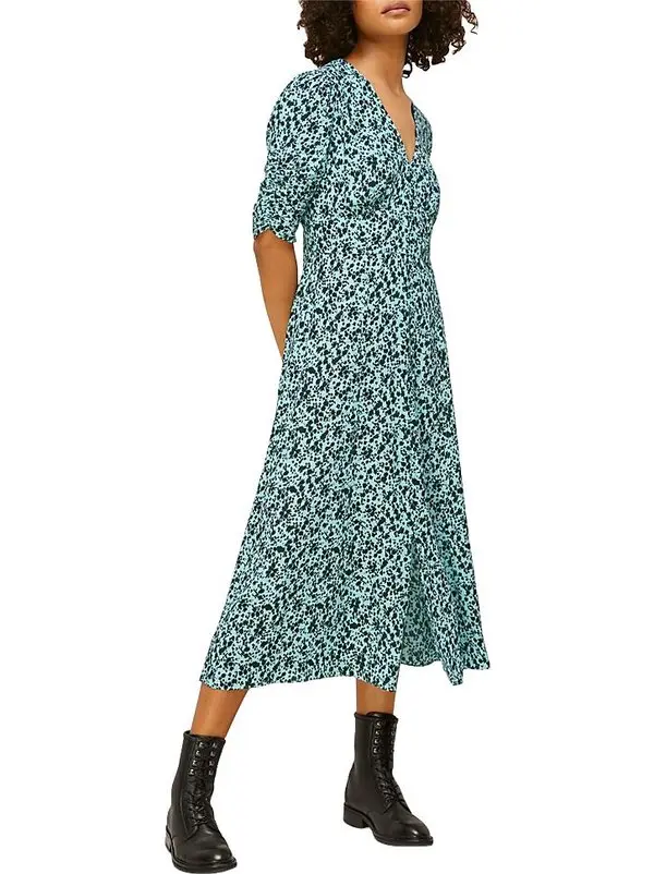 Whistles Midnight Meadow Floral Midi Dress - Blue Multi