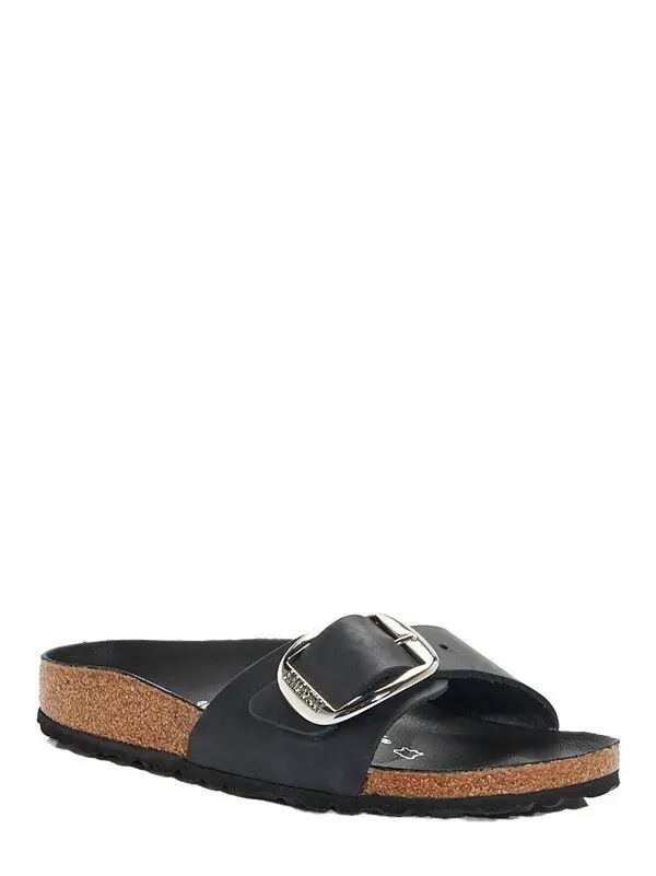 BIRKENSTOCK Madrid Big Buckle Sandals - Black Leather/silver