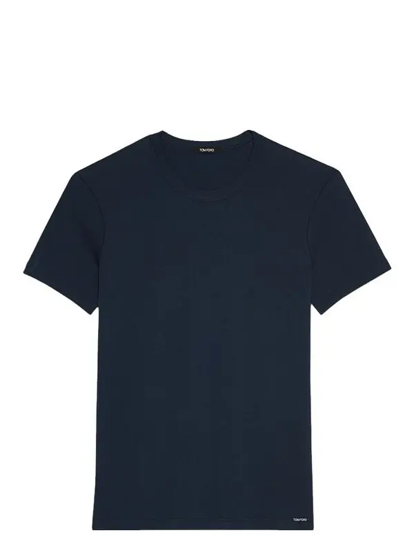 TOM FORD Cotton Blend Crewneck Tee - Navy
