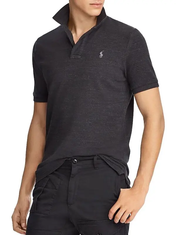Polo Ralph Lauren Custom Slim Fit Mesh Polo Shirt - Black Marl Heather