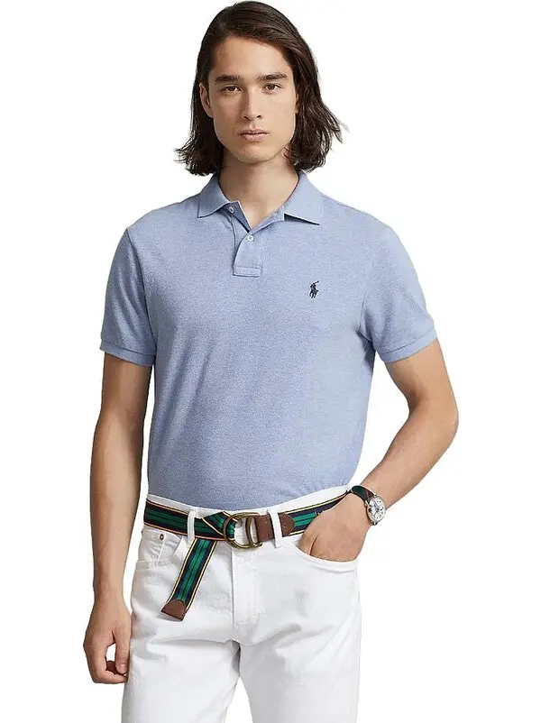 Polo Ralph Lauren Custom Slim Fit Mesh Polo Shirt - Jamaica Heather Blue