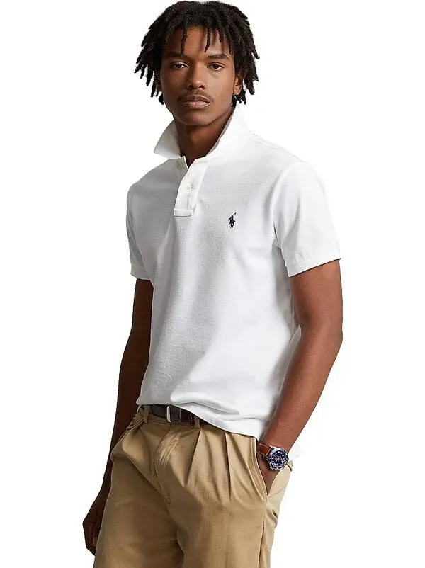 Polo Ralph Lauren Custom Slim Fit Mesh Polo Shirt - White
