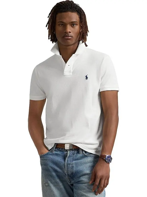 Polo Ralph Lauren Custom Slim Fit Mesh Polo Shirt - White