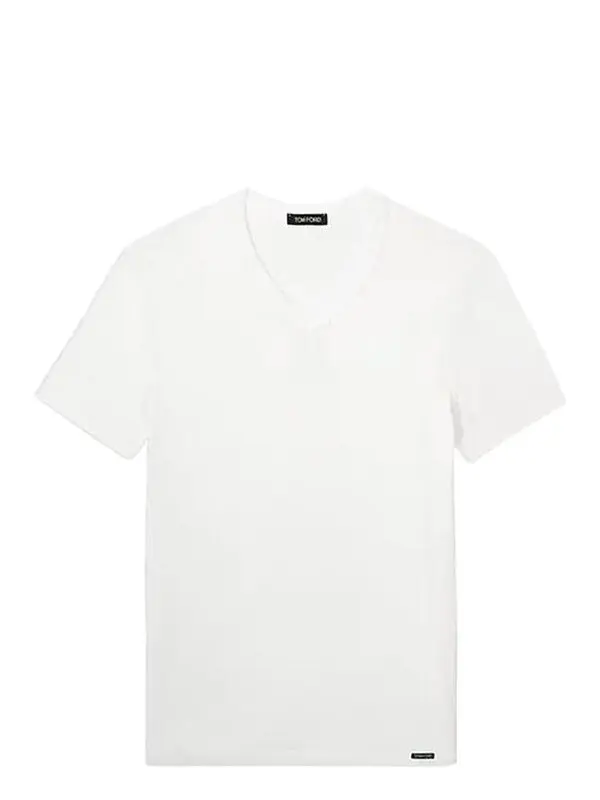TOM FORD Cotton Blend V-neck Tee - White