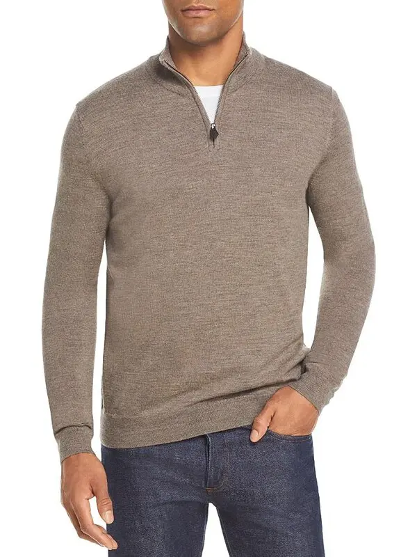 Bloomingdale'S Quarter-zip Merino Wool Sweater - Ash