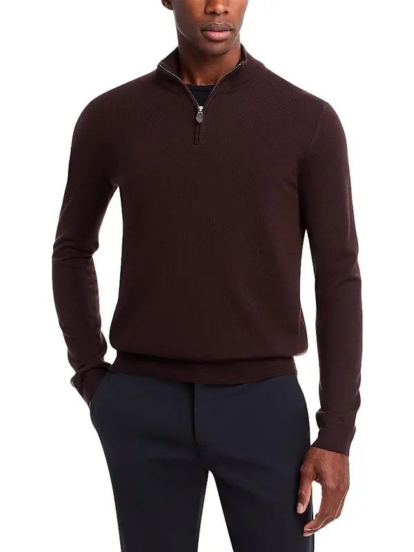 Bloomingdale'S Quarter-zip Merino Wool Sweater - Black Coffee