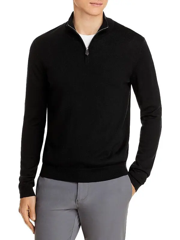 Bloomingdale'S Quarter-zip Merino Wool Sweater - Black