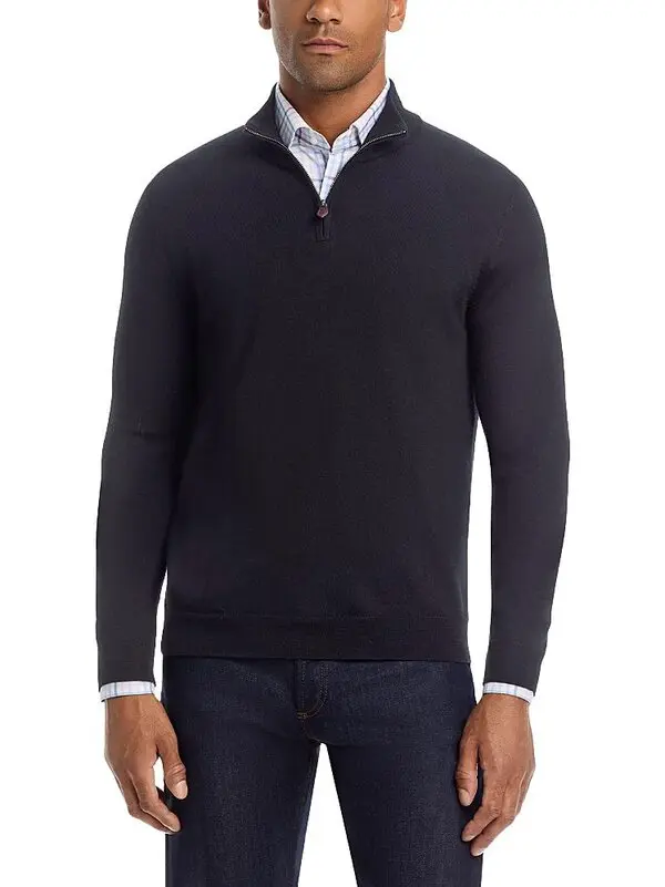 Bloomingdale'S Quarter-zip Merino Wool Sweater - Black