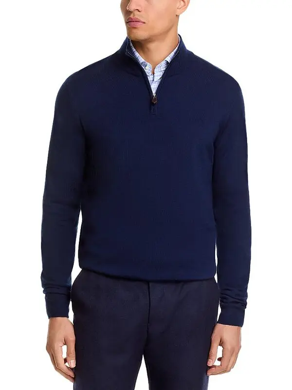 Bloomingdale'S Quarter-zip Merino Wool Sweater - Bright Navy