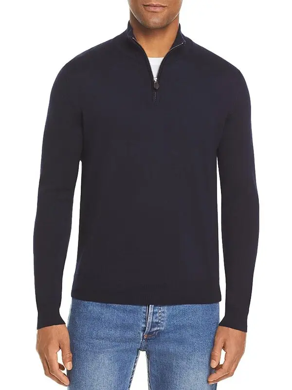 Bloomingdale'S Quarter-zip Merino Wool Sweater - Navy