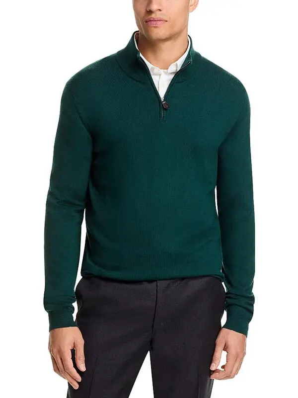 Bloomingdale'S Quarter-zip Merino Wool Sweater - Pineneedle