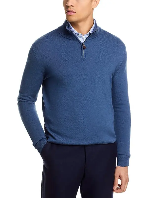 Bloomingdale'S Quarter-zip Merino Wool Sweater - Postal