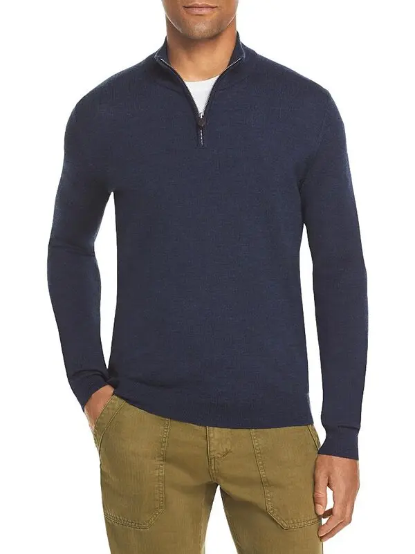 Bloomingdale'S Quarter-zip Merino Wool Sweater - Steel Blue