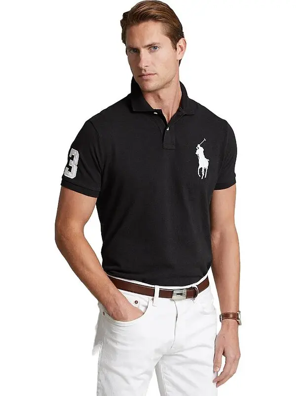 Polo Ralph Lauren Big Pony Custom Slim Fit Mesh Polo Shirt - Black
