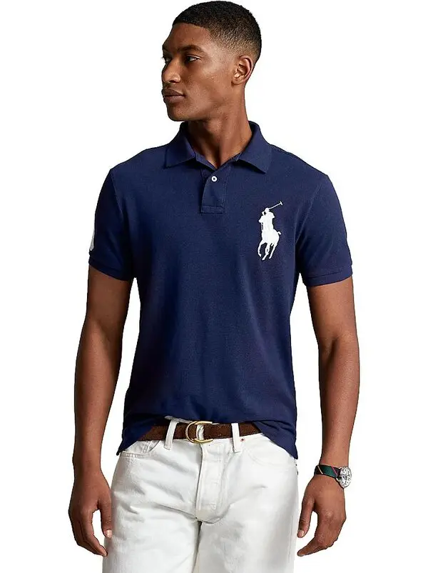 Polo Ralph Lauren Big Pony Custom Slim Fit Mesh Polo Shirt - Navy