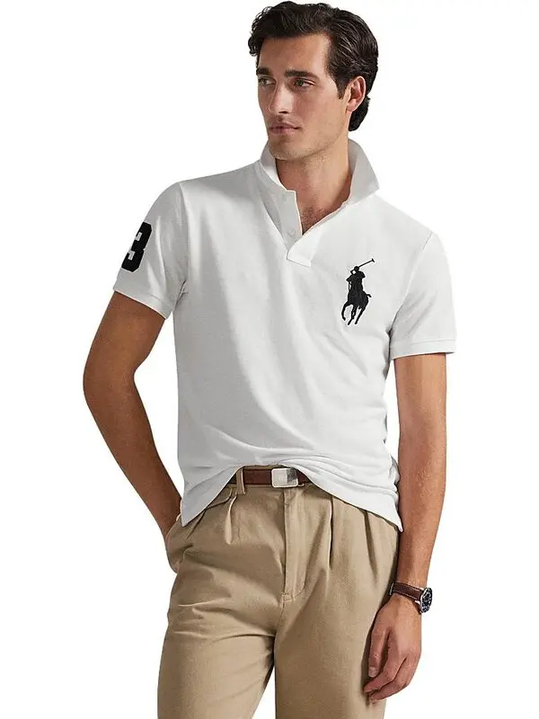 Polo Ralph Lauren Big Pony Custom Slim Fit Mesh Polo Shirt - White