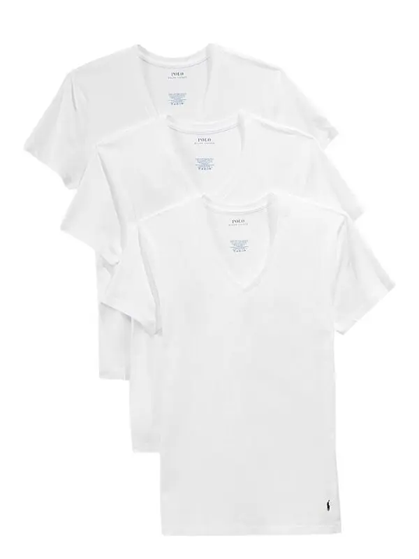 Polo Ralph Lauren Slim Fit V-neck Undershirt, Pack Of 3 - White
