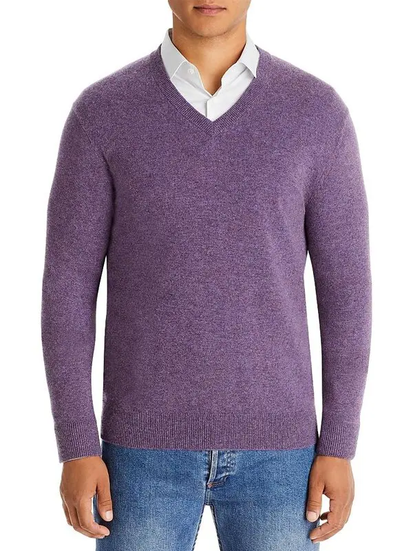 Bloomingdale'S Cashmere V-neck Pullover - Heather Purple