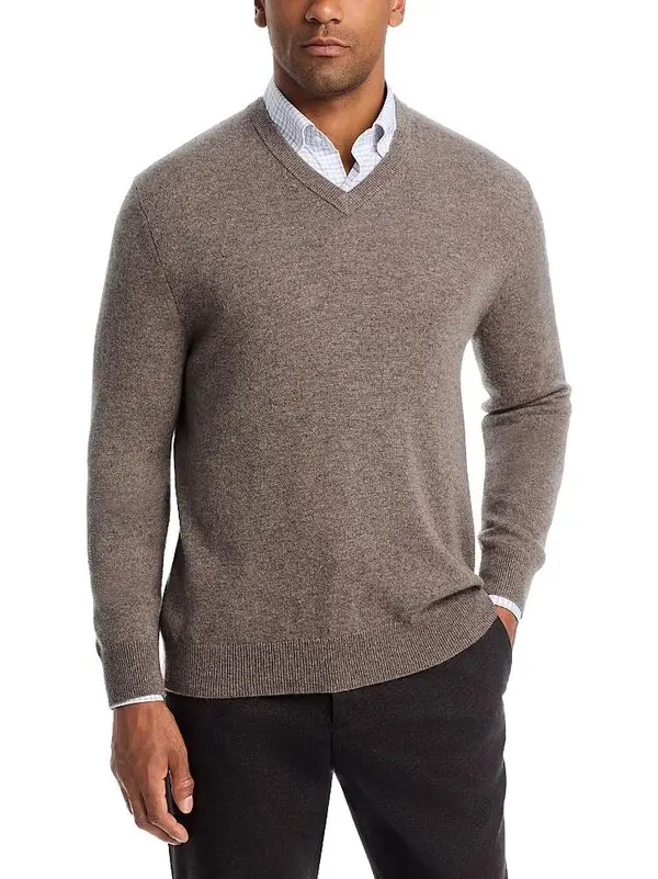 Bloomingdale'S Cashmere V-neck Pullover - Mushroom