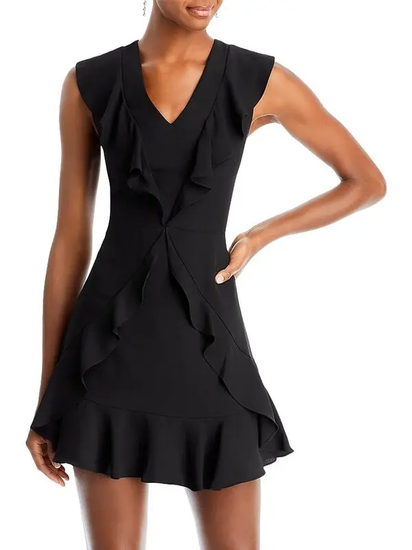 Bcbgmaxazria Ruffled Mini Dress - Black