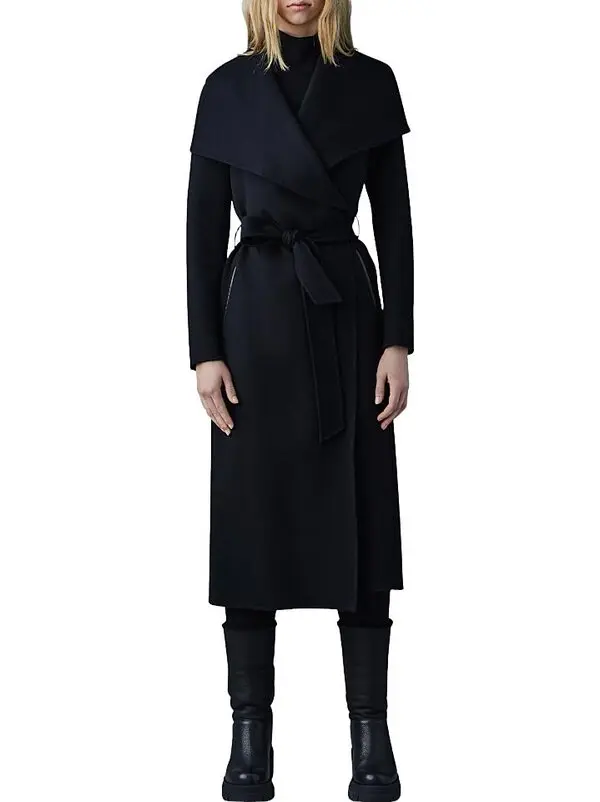 Mackage Mai Lightweight Wool Wrap Coat - Black