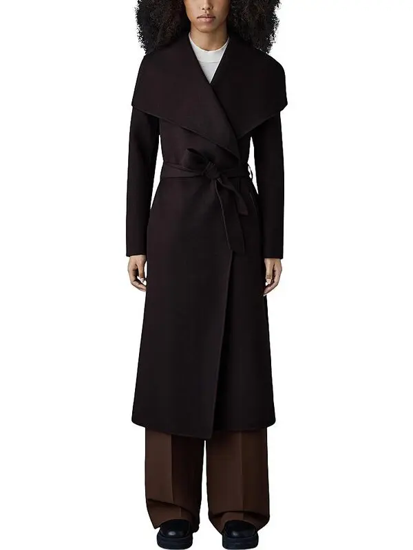Mackage Mai Lightweight Wool Wrap Coat - Coffee