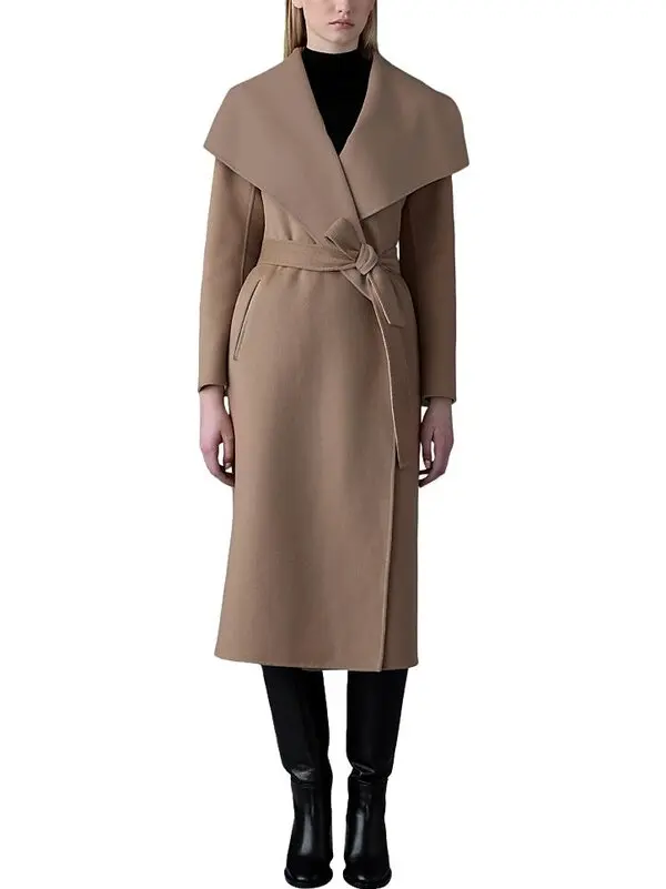 Mackage Mai Lightweight Wool Wrap Coat - Light Camel