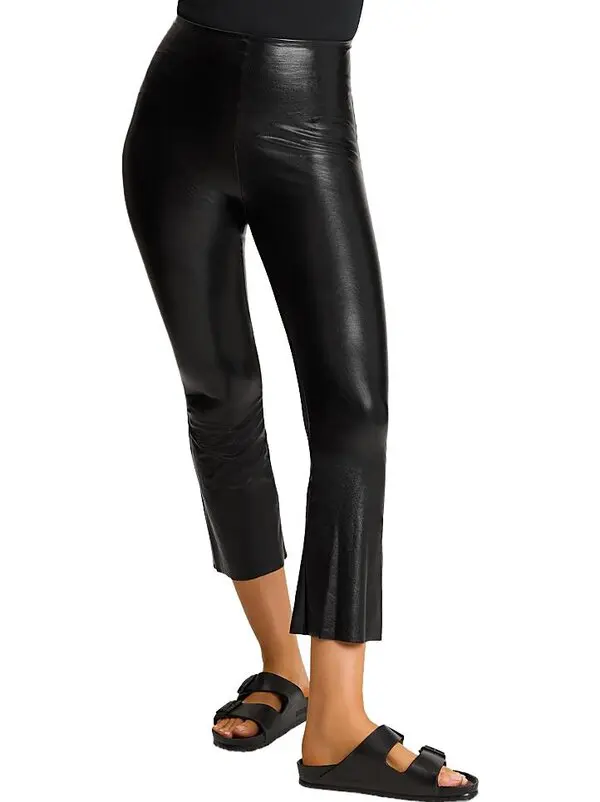 Commando Faux Leather Cropped Flare Leggings - Black