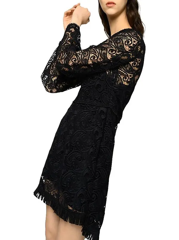 Pinko Solitudine Lace Mini Dress - Nero