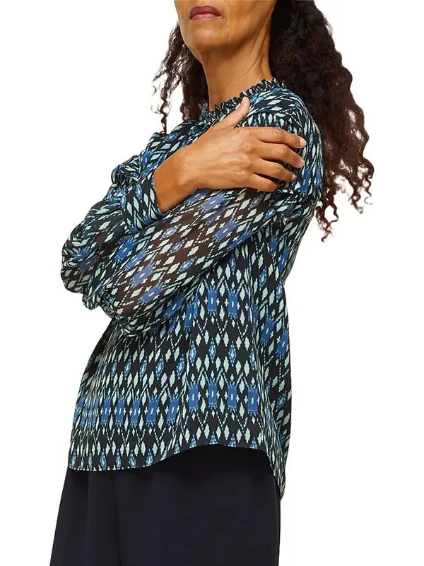 Whistles Diamond Ikat Print Blouse - Blue Multi
