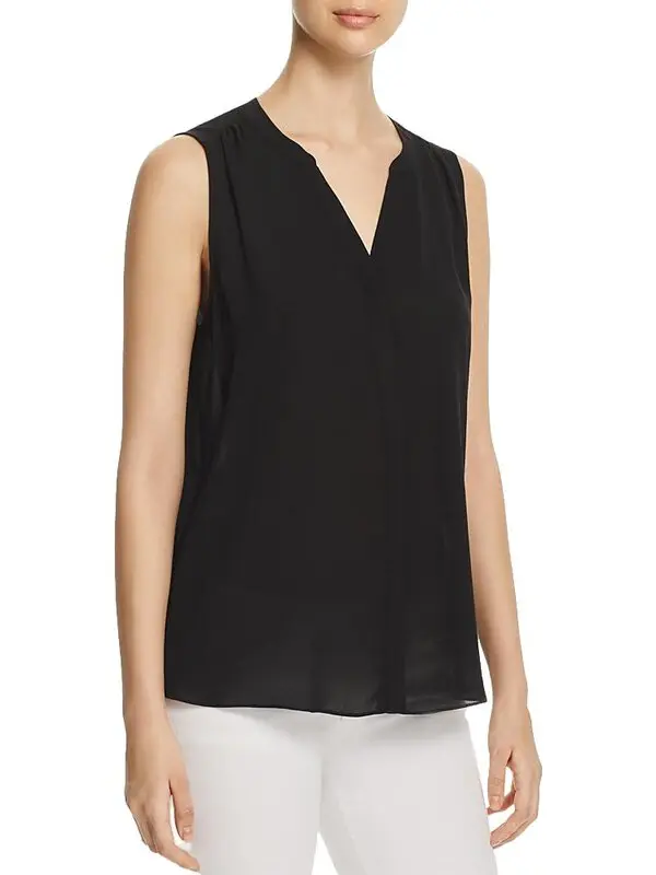 NYDJ Sleeveless Pleated Blouse - Black