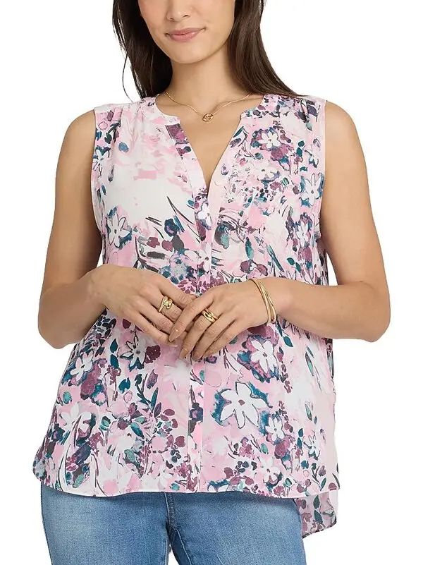 NYDJ Sleeveless Pleat Back Blouse - Floral Dreams