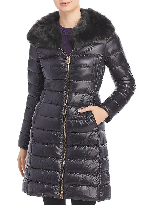 Herno Elisa Faux Fur Collar Puffer Coat - Black