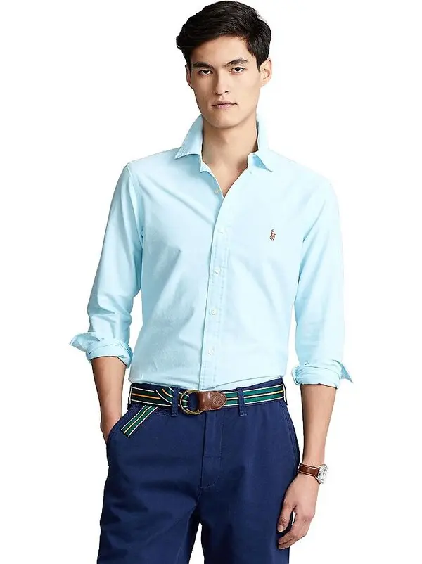 Polo Ralph Lauren Classic Fit Long Sleeve Cotton Oxford Button Down Shirt - Aegean Blue