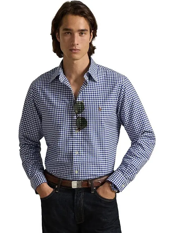 Polo Ralph Lauren Classic Fit Long Sleeve Oxford Shirt - Blue/white Gingham