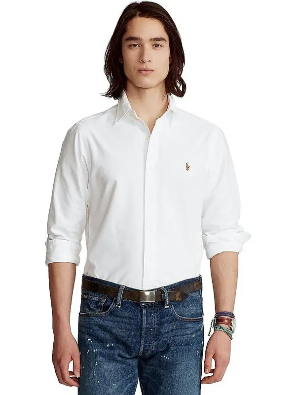 Polo Ralph Lauren Classic Fit Long Sleeve Cotton Oxford Button Down Shirt - White