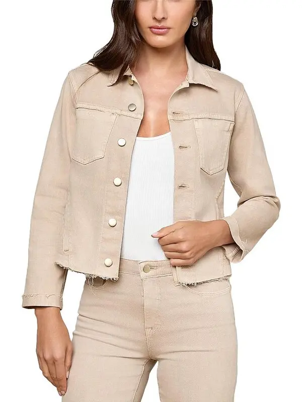 L'Agence Janelle Slim-fit Denim Jacket - Biscuit