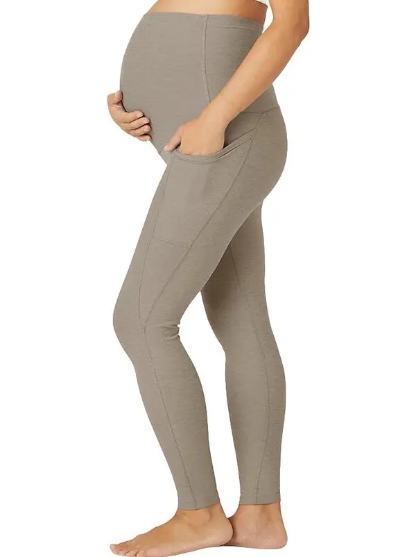 Beyond Yoga Out Of Pocket High Waisted Maternity Leggings - Birch Heather