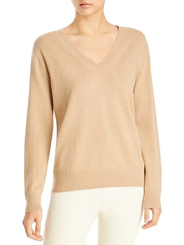 Vince Weekend V-neck Cashmere Sweater - Camel