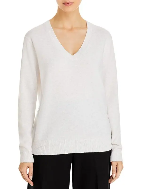 Vince Weekend V-neck Cashmere Sweater - White
