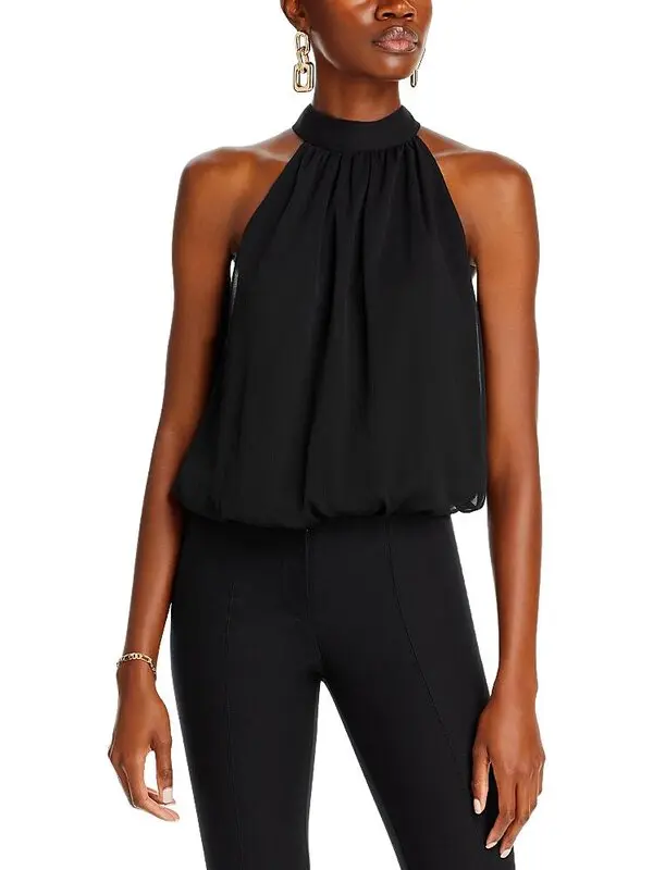 Alice + Olivia Maris Halter Neck Top - Black