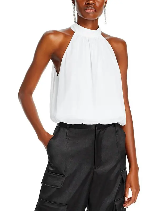 Alice + Olivia Maris Halter Neck Top - White
