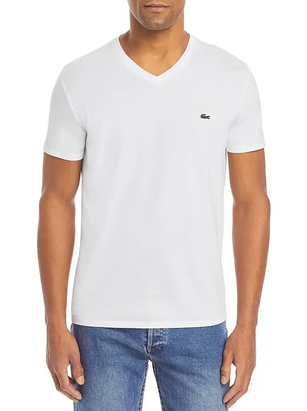Lacoste V-neck Pima Cotton Tee - White