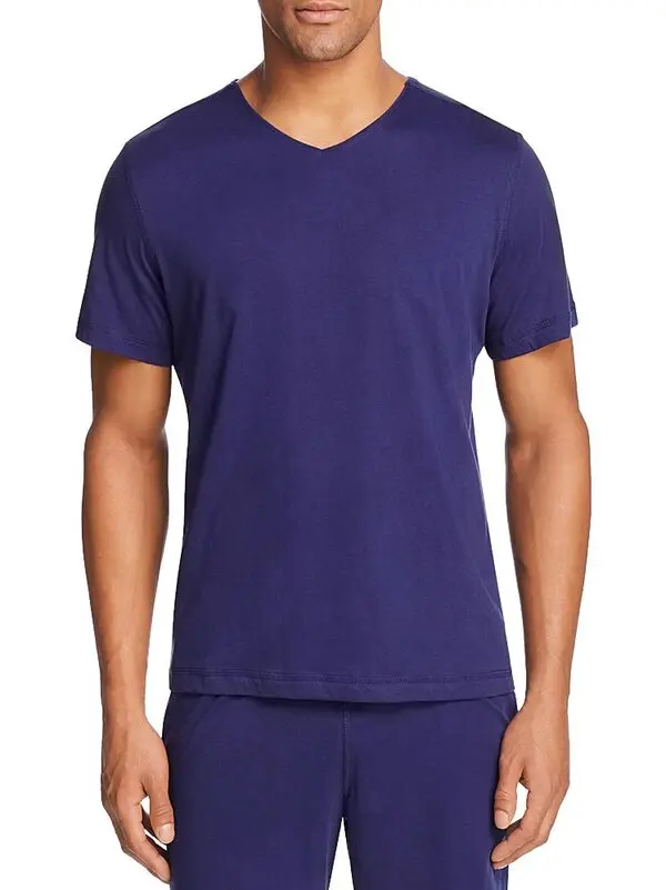 Daniel Buchler Peruvian Pima Cotton V-neck Lounge Tee - Navy