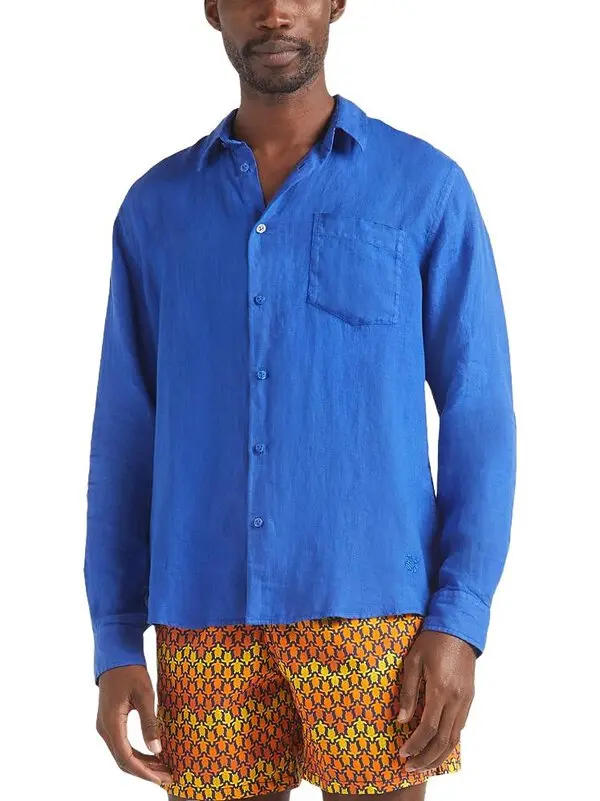 Vilebrequin Linen Solid Classic Fit Shirt - Marrakech