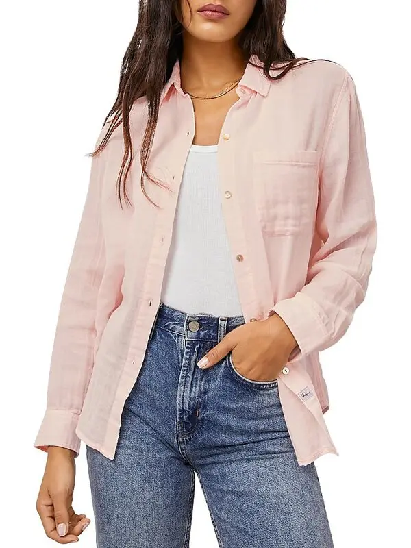 Rails Ellis Long Sleeve Gauze Shirt - Petal